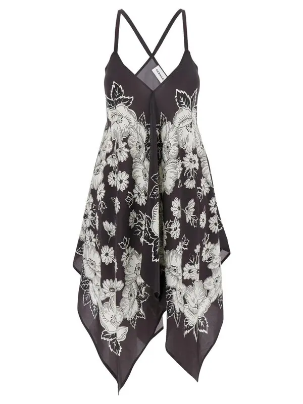 P.a.r.o.s.h Floral Print V-neck Dress - Multicolour