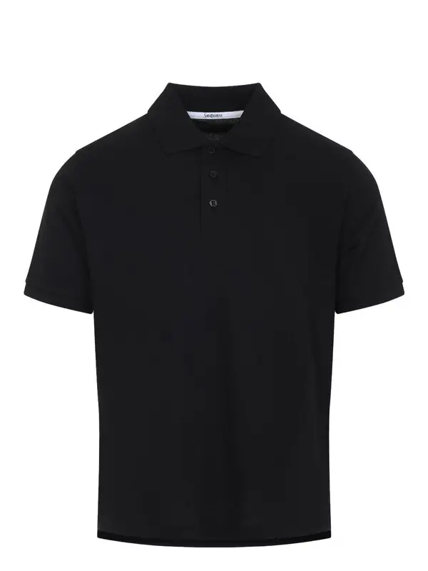 Saint Laurent Button Detailed Short-sleeved Polo Shirt - Black