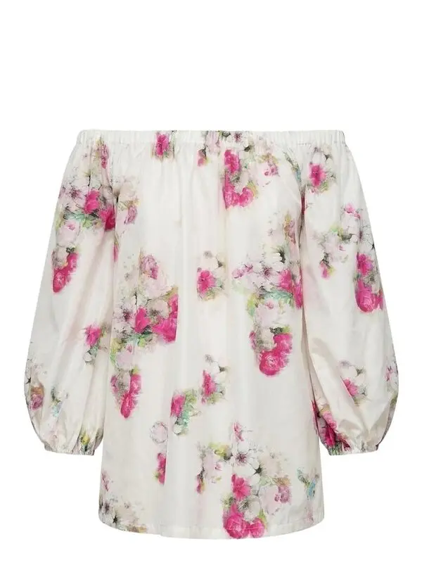 Max Mara Off-shoulder Floral Top - White
