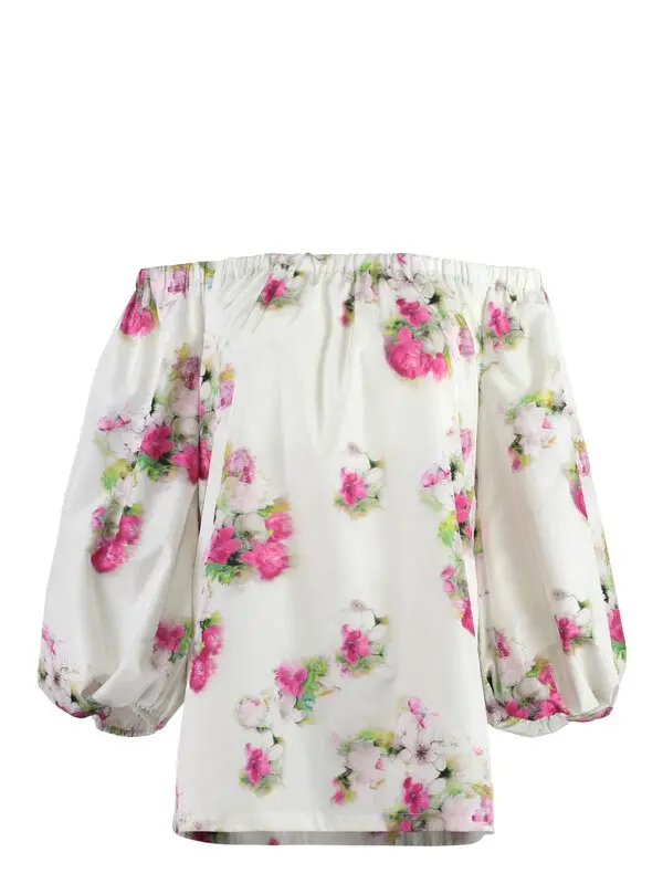 Max Mara Off-shoulder Floral Top - White