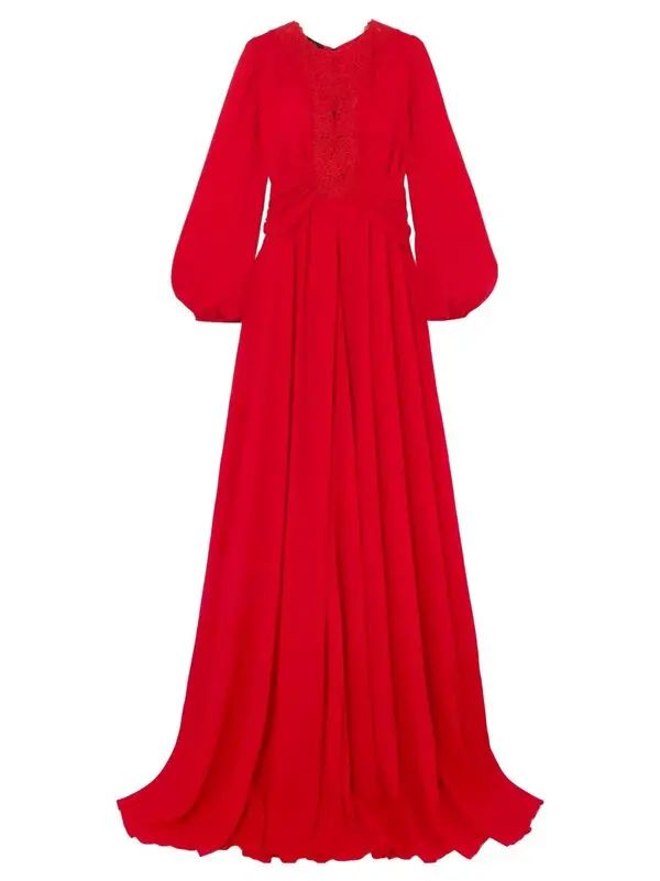 Giambattista Valli Crepe De Chine Gown With Flowy Sleeves - Red