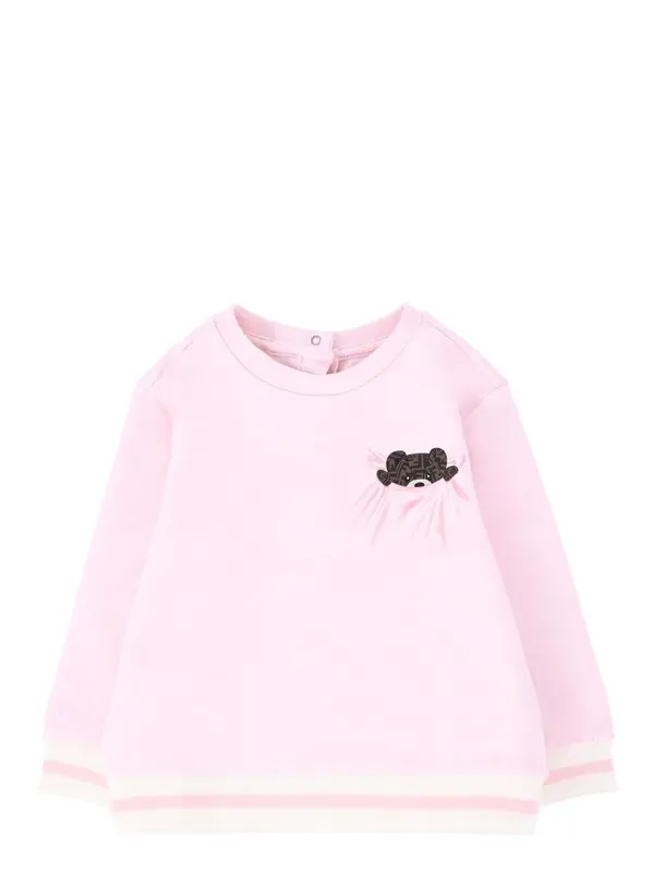 Fendi Teddy Bear Print Ribbed Trim Sweatshirt - Pink