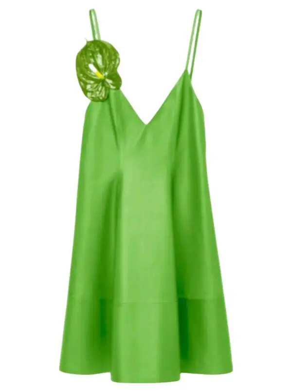 Loewe Anthurium Strappy Dress In Nappa - Green