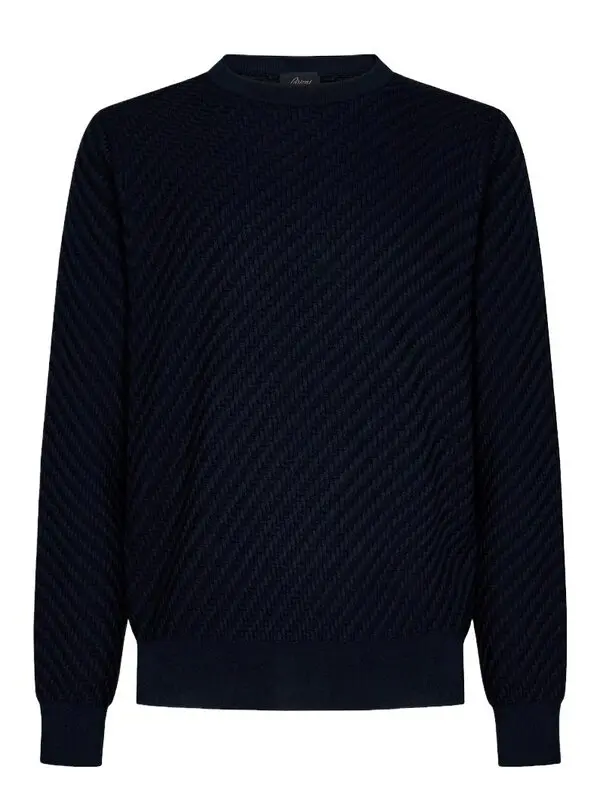 Brioni Textured Crew-neck Long-sleeve Sweater - Black