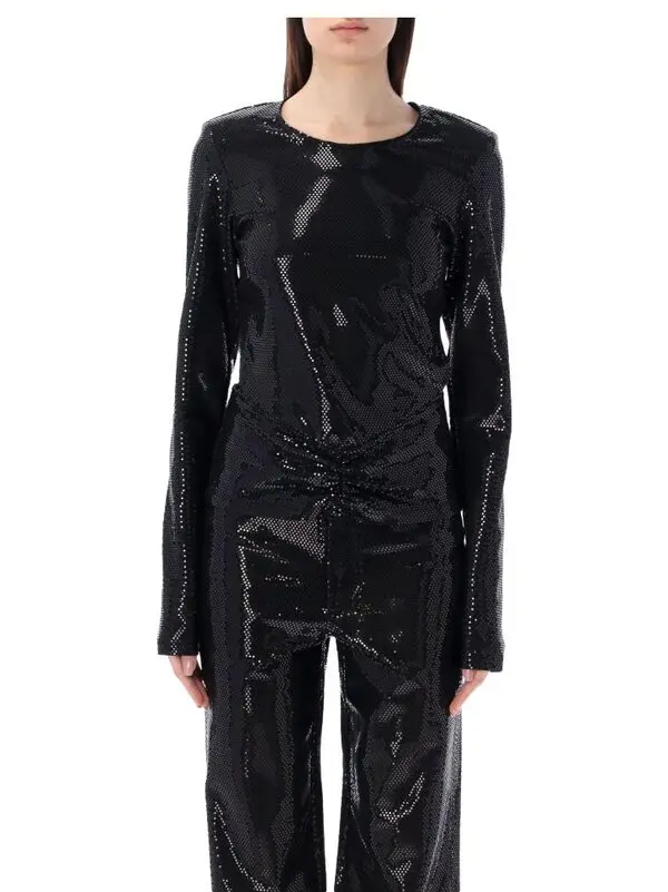 ROTATE BY BIRGER CHRISTENSEN Ivonka Glitter Blouse With Bare Back - Black