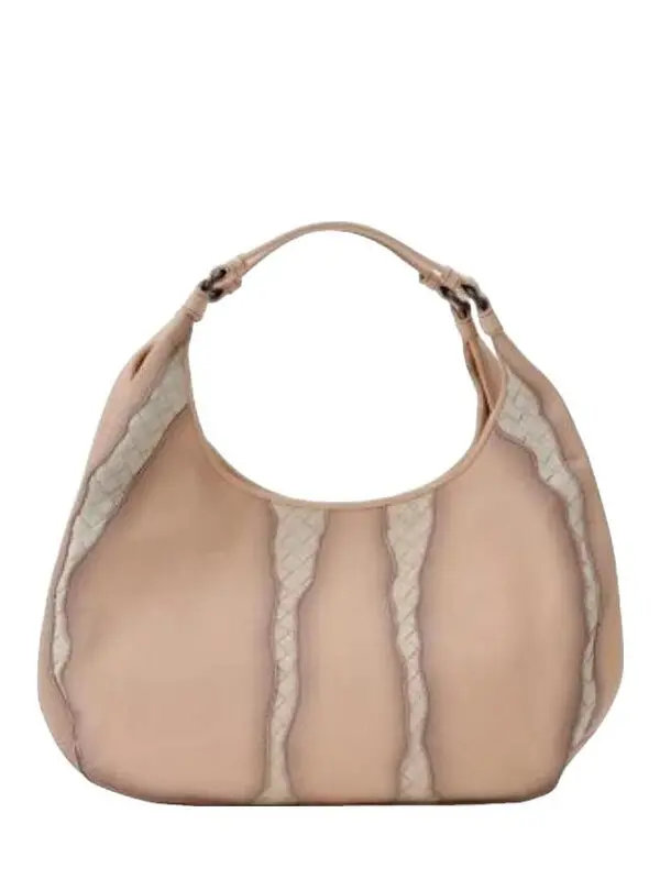 Bottega Veneta Hobo Handbag With Logo Detail - Nude