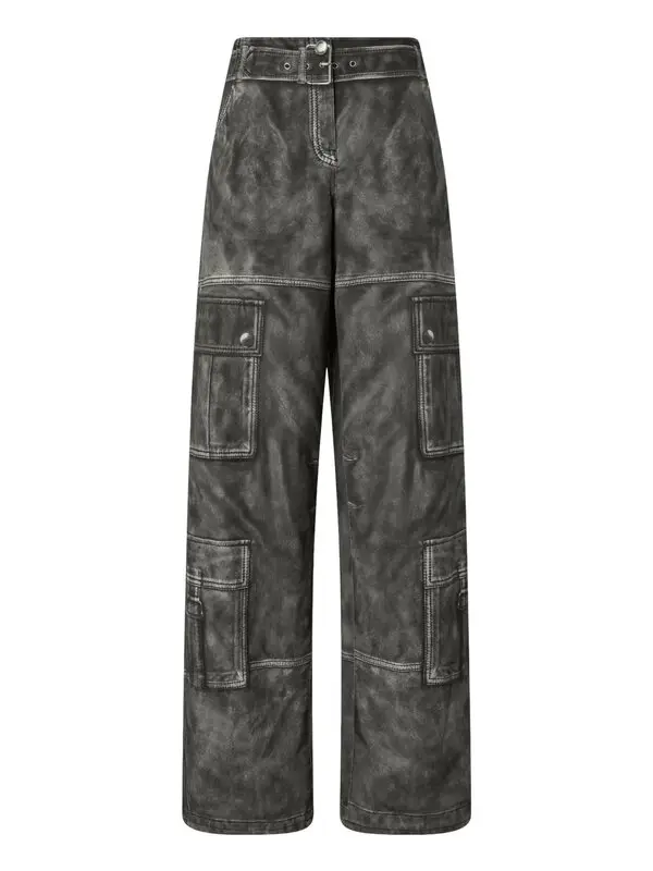 Pinko Distressed Wide-leg Cargo Trousers - Black