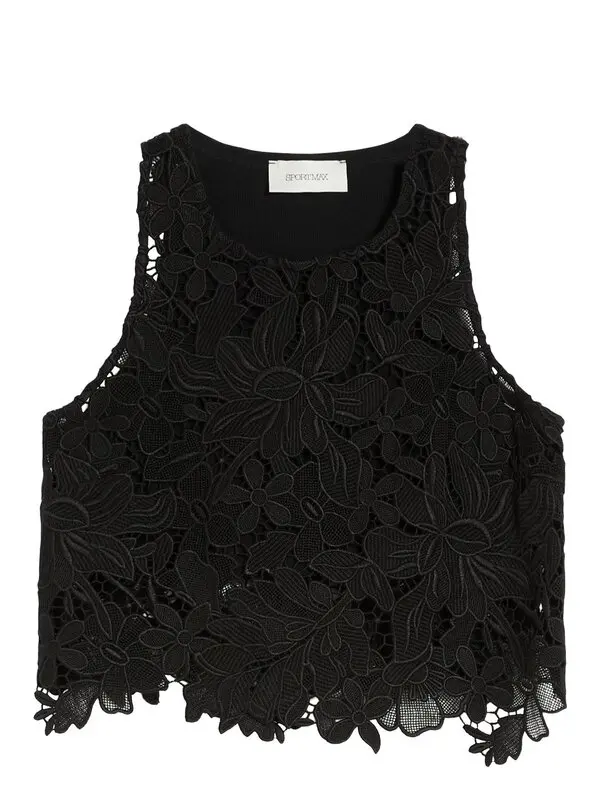 Sportmax Floral Lace Top - Black