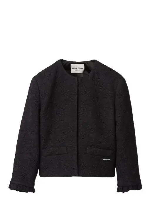 Miu Miu Single-breasted Matelassé Effect Jacquard Jacket - Black