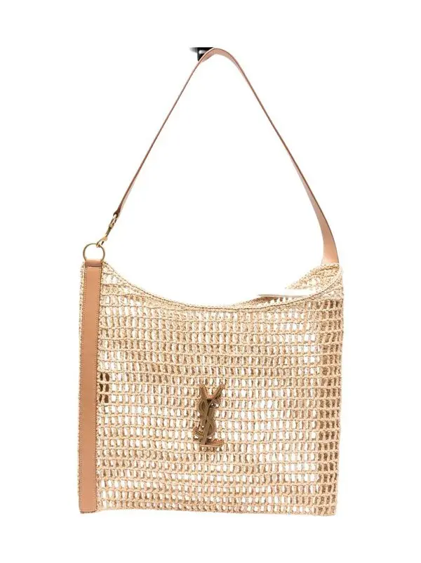 Saint Laurent Oxalis Logo Plaque Shopping Bag - Nude