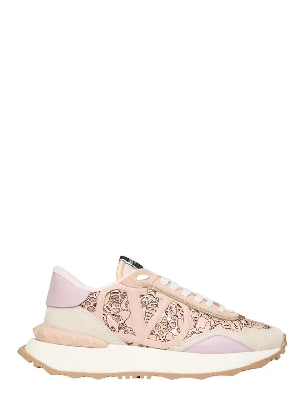 Valentino Garavani Rockstud Lace-up Sneakers - Pink/black/ivory