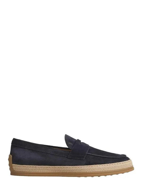 TOD'S Classic Suede Loafers With Rope Sole - Black