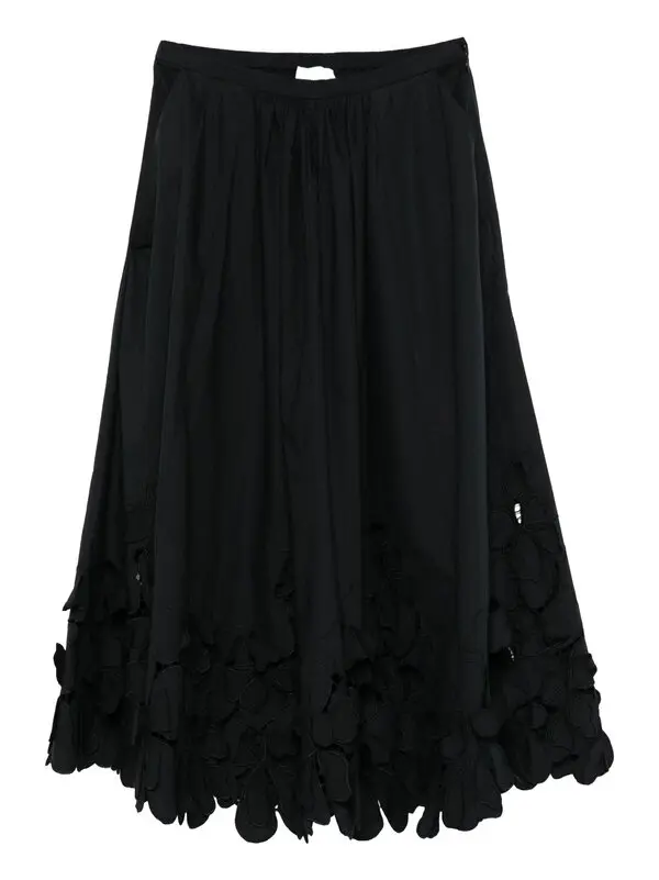 FORTE_FORTE Embroidered Poplin Skirt - Black