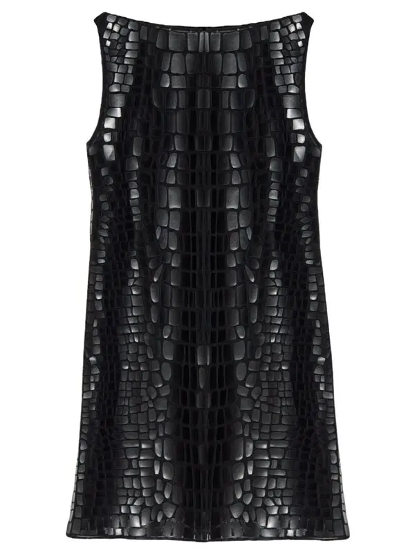 Dsquared2 Sleeveless Boatneck Mini Dress With Crocodile Print - Black