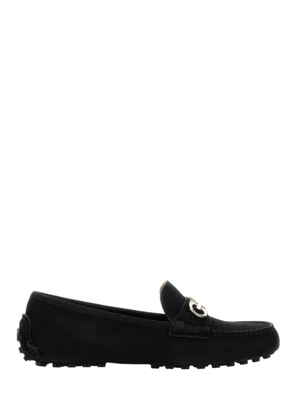FERRAGAMO Logo Loafers - Black