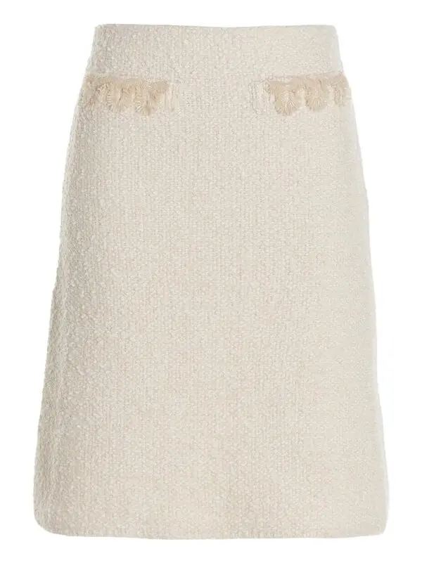 LANVIN High Waist Mini Skirt With Embellished Pockets - Nude
