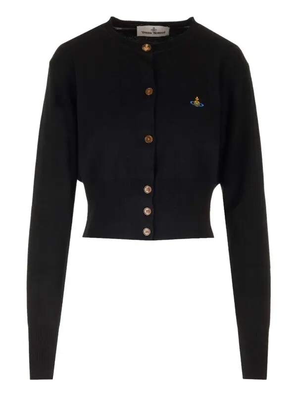 VIVIENNE WESTWOOD Orb Embroidered Knit Cardigan - Black