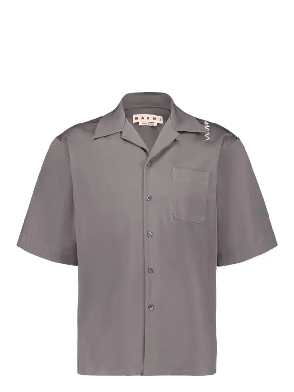 Marni Piqué-weave Drop Shoulder Shirt - Ancient Silver