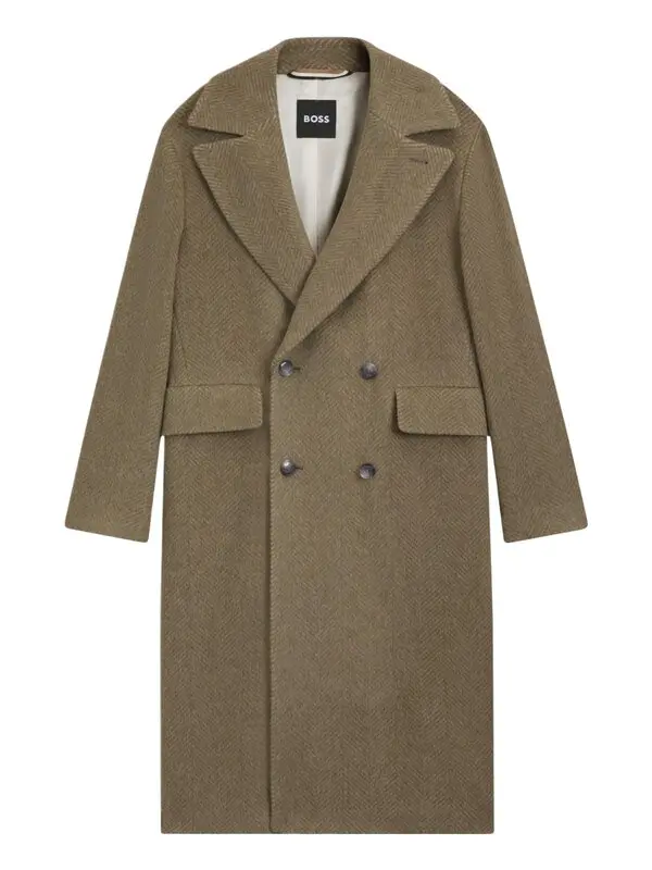 Hugo Boss Boss Double-breasted Long-sleeved Coat - Light Brown