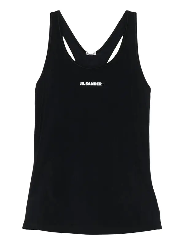 JIL SANDER Logo Printed Technical Tank Top - Black