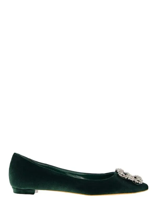 Manolo Blahnik Round Toe Flat - Green