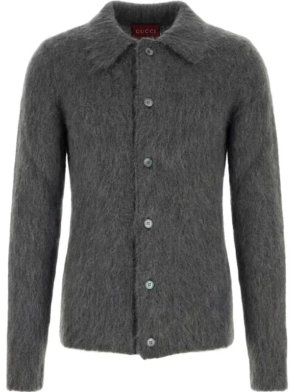 Gucci Brushed Polo Cardigan - Black