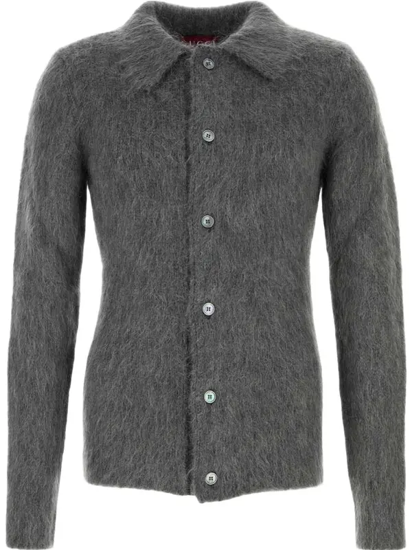 Gucci Brushed Polo Cardigan - Black