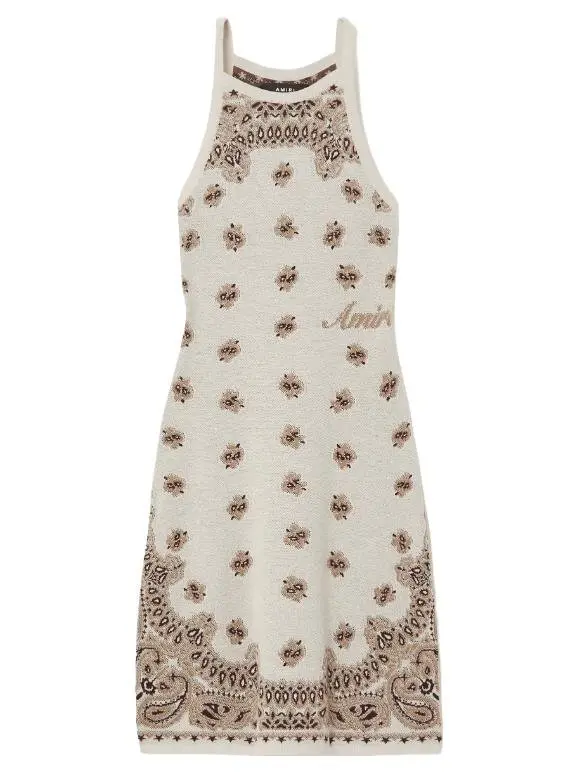 Amiri Cotton-jacquard Halterneck Midi Dress - White