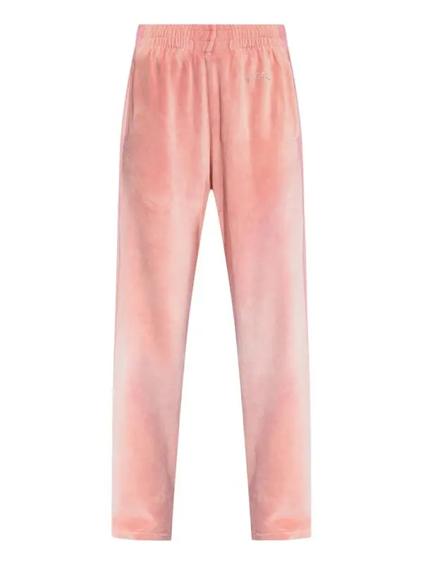 DIESEL® Low-rise Velvet Trousers With Logo Embellishment - Pink