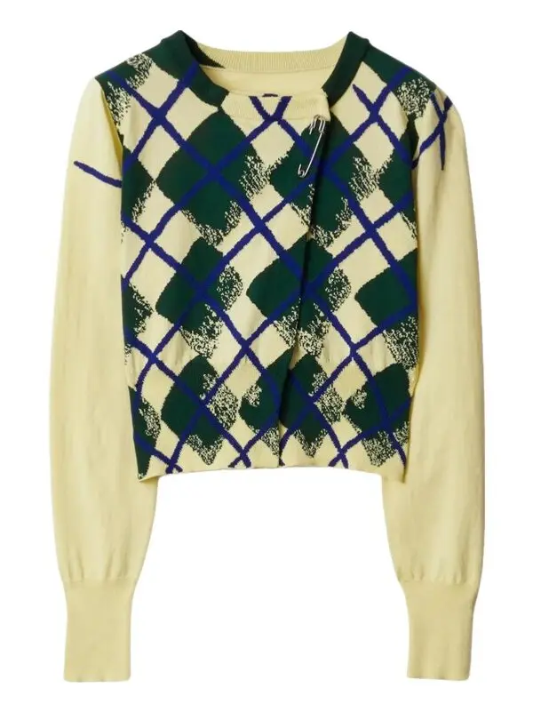 Burberry Argyle Intarsia Cropped Cotton Jumper - Multicolor