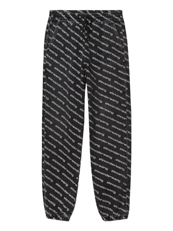 Alexander Wang Logo Print Tapered Jeans - Gray