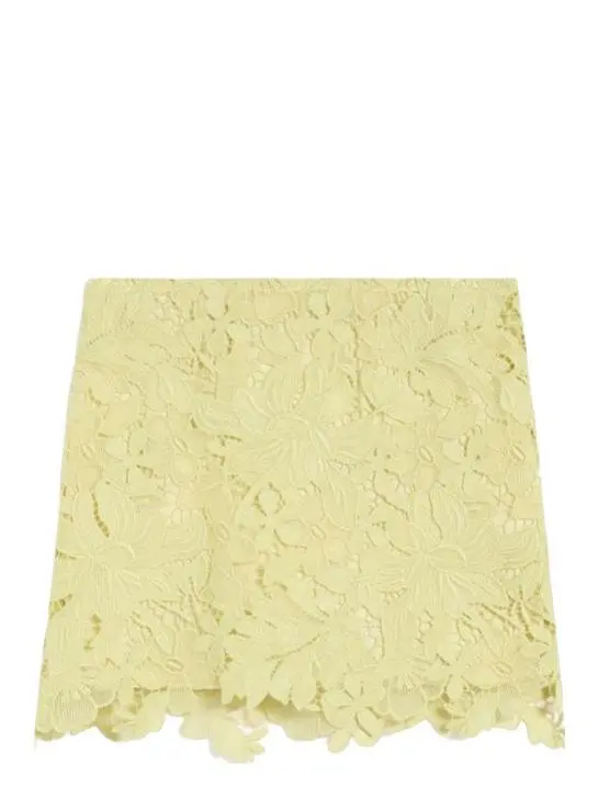 Sportmax Floral Lace Mini Skirt - Lemon