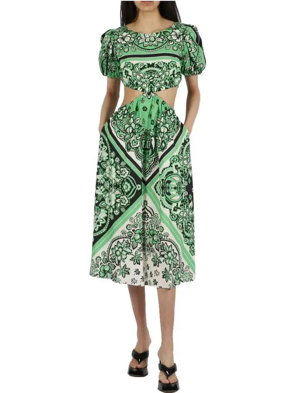 Red Valentino Printed Poplin Midi Dress - Green