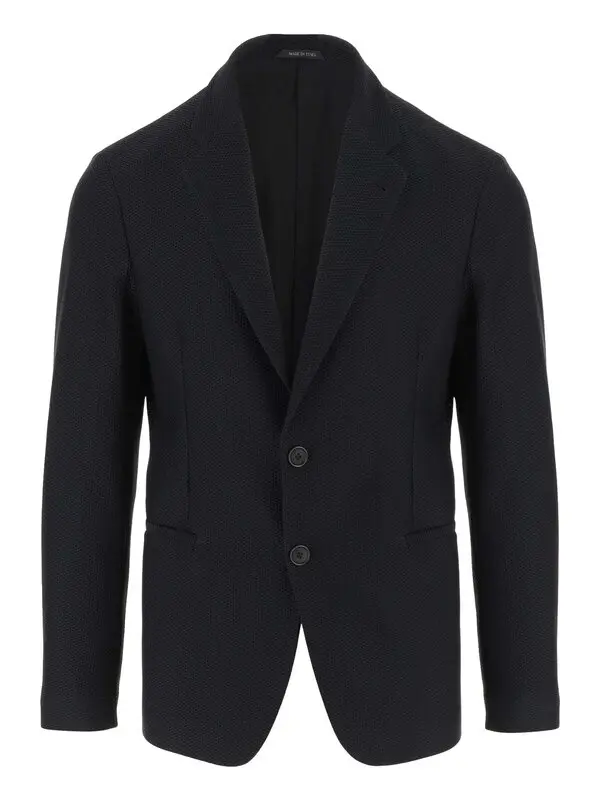 Giorgio Armani Single-breasted Straight Hem Blazer - Black