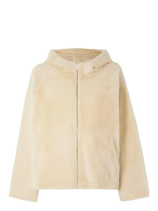 YVES SALOMON Hooded Shearling Jacket - Nude