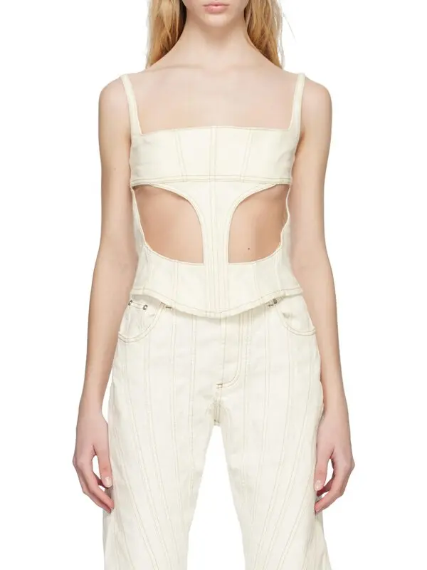 MUGLER Front Hollowed-out Detail Vest - White