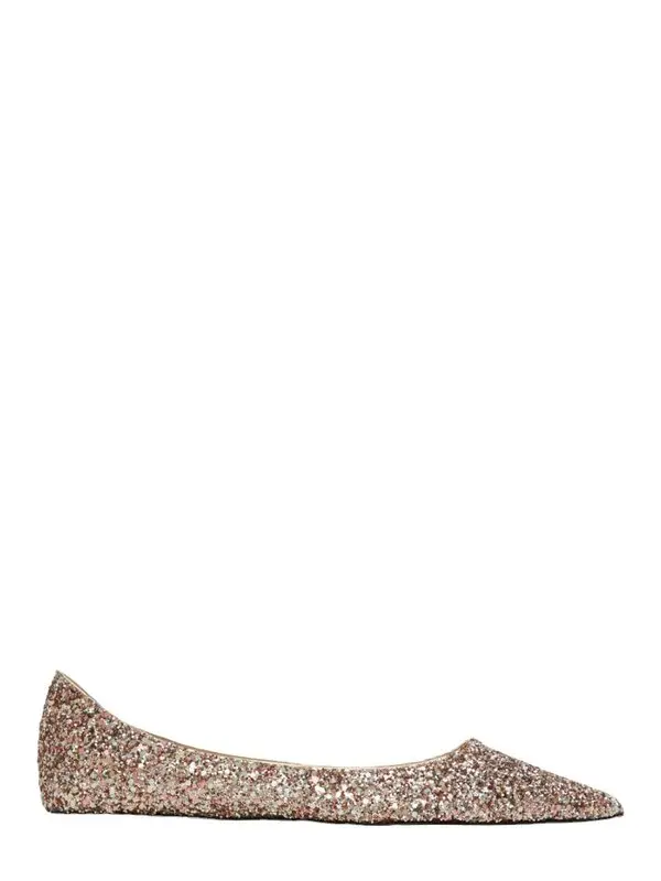 JIMMY CHOO Love Glitter Ballet Flats - Nude