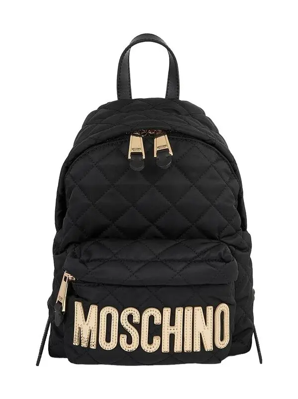 Moschino Quilted Logo Backpack - Black