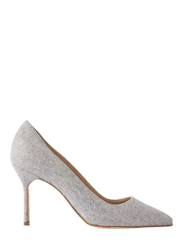 Manolo Blahnik Pointed Toe High Heel Pumps - Light Gray