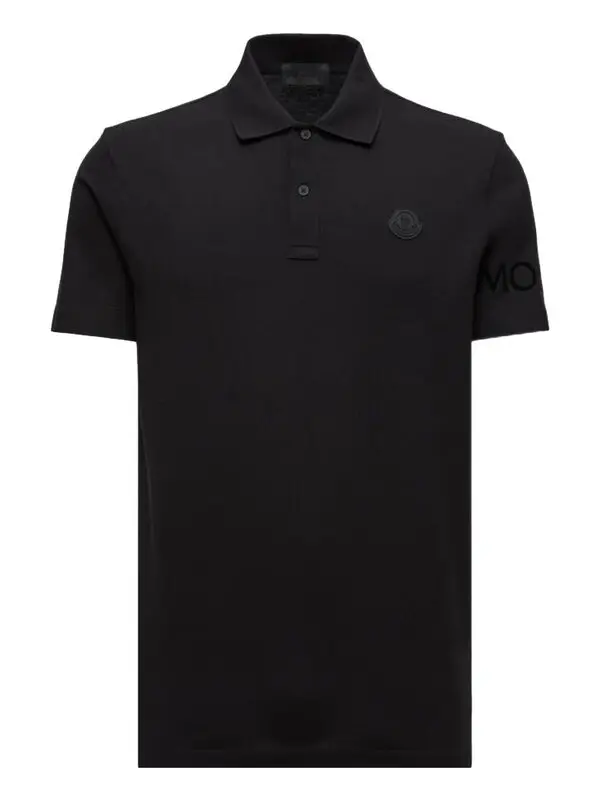 Moncler Logo Cotton Piquet Polo Shirt - Black