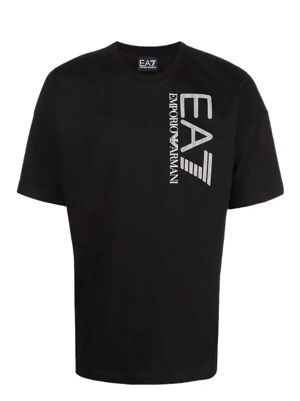 EA7 Logo-print Cotton T-shirt - Black