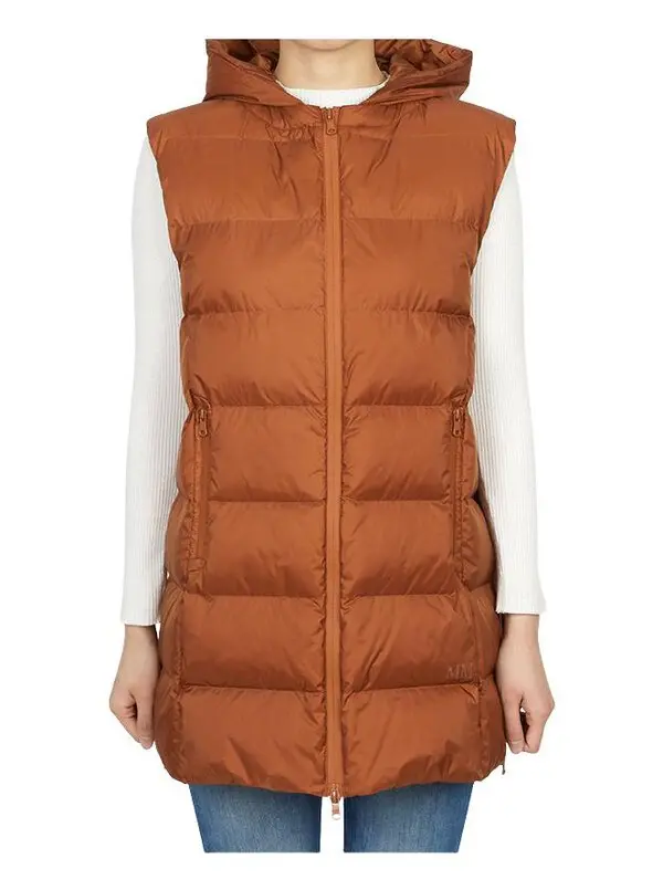 Max Mara Hooded Puffer Vest - Brown