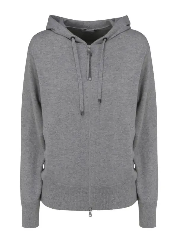 Brunello Cucinelli Zipped Drawstring Hoodie - Grey