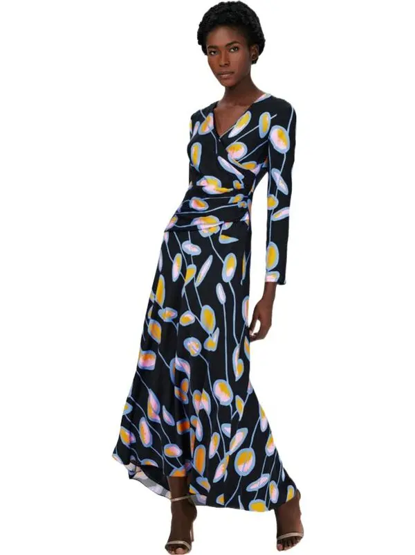 Diane Von Furstenberg V-neck Printed Maxi Dress - Black
