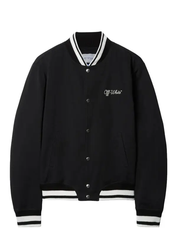 Off-White Script Button-up Varsity Jacket - Black