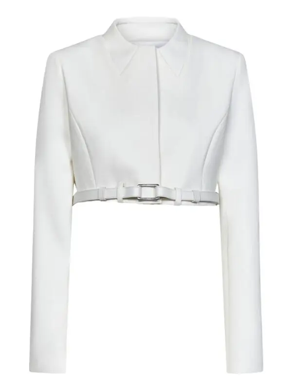 Coperni Short Suit Coat With Detachable Belt - White