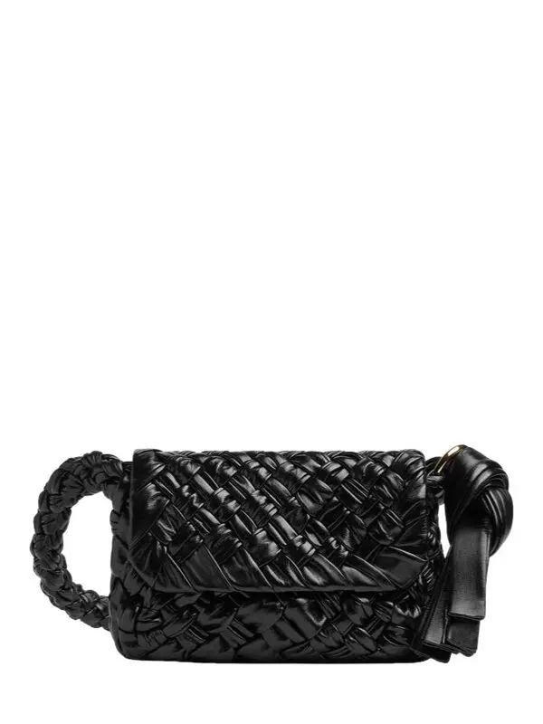 Bottega Veneta Kalimero Citt Woven Shoulder Bag - Black