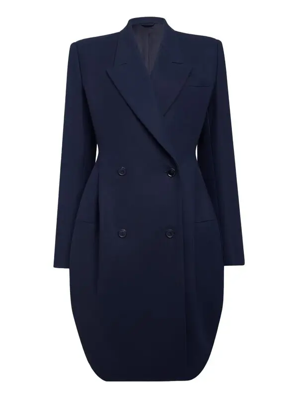 Alaïa Double-breasted Knee-length Coat - Dark Blue