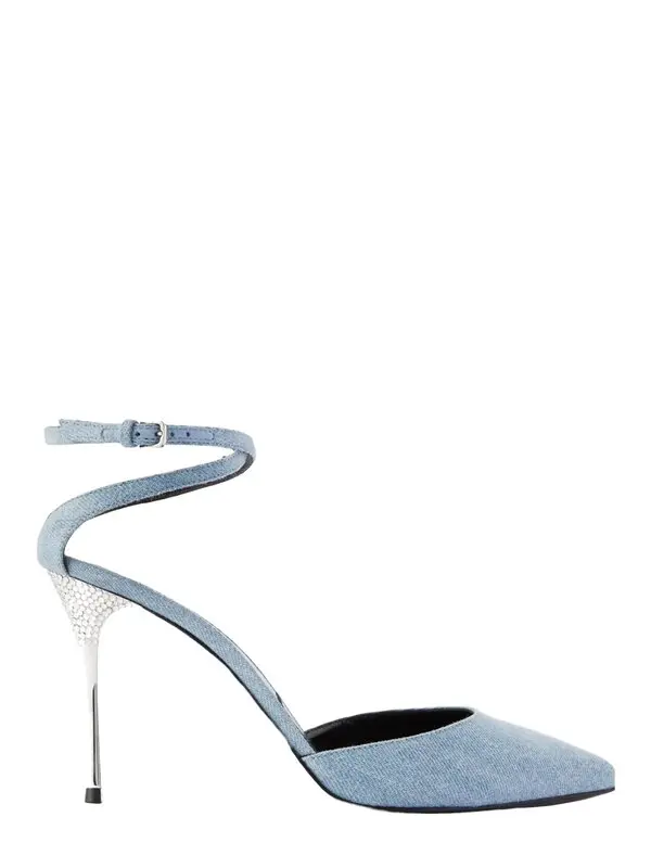 SERGIO ROSSI Embellished Crossover Strap Pumps - Blue