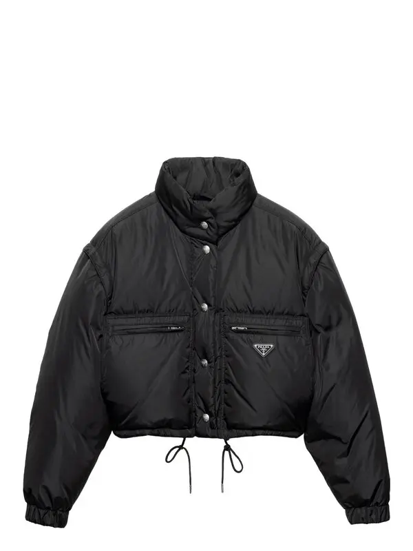 Prada Cropped Re-nylon Down Jacket - Black